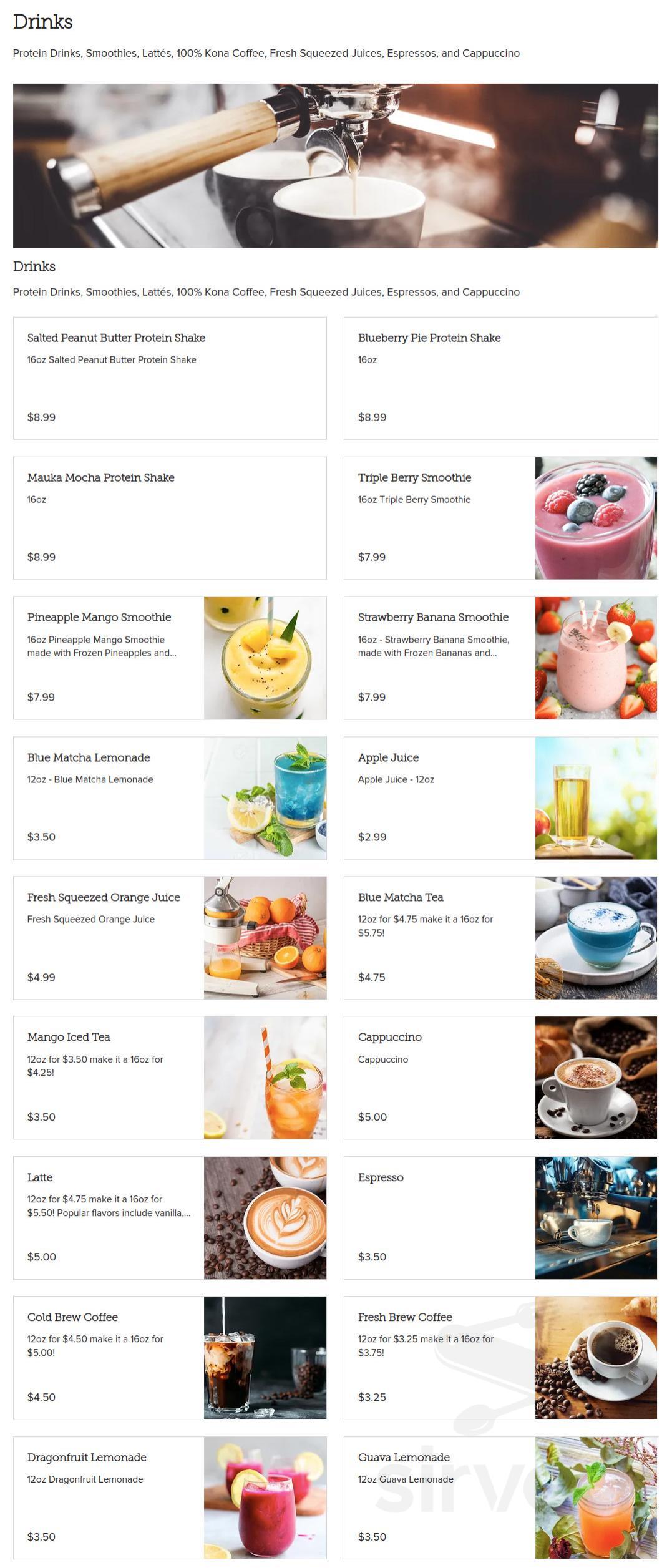 Roasted toasted Café menu in Holualoa, Hawaii, USA
