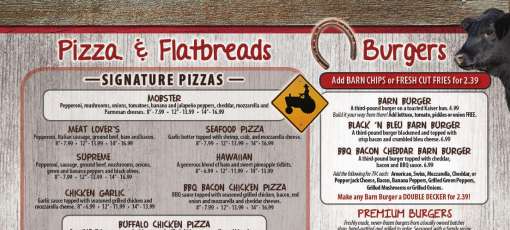 Menu for The Barn in Zanesville, OH | Sirved