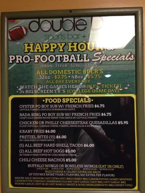 Double D Bar & Grill menu in Harrisburg, Pennsylvania, USA
