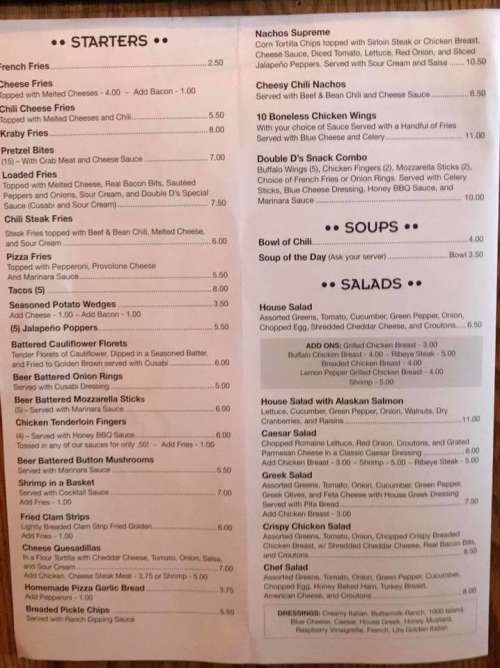 Double D Bar & Grill menu in Harrisburg, Pennsylvania, USA