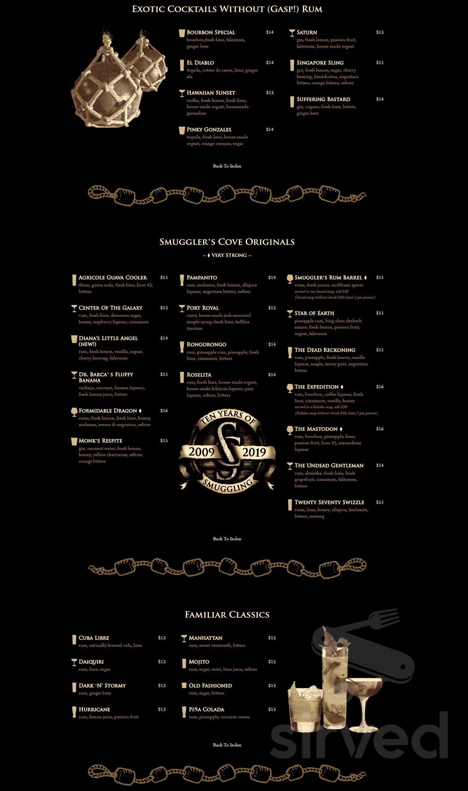 Smuggler's Cove menu in San Francisco, California, USA