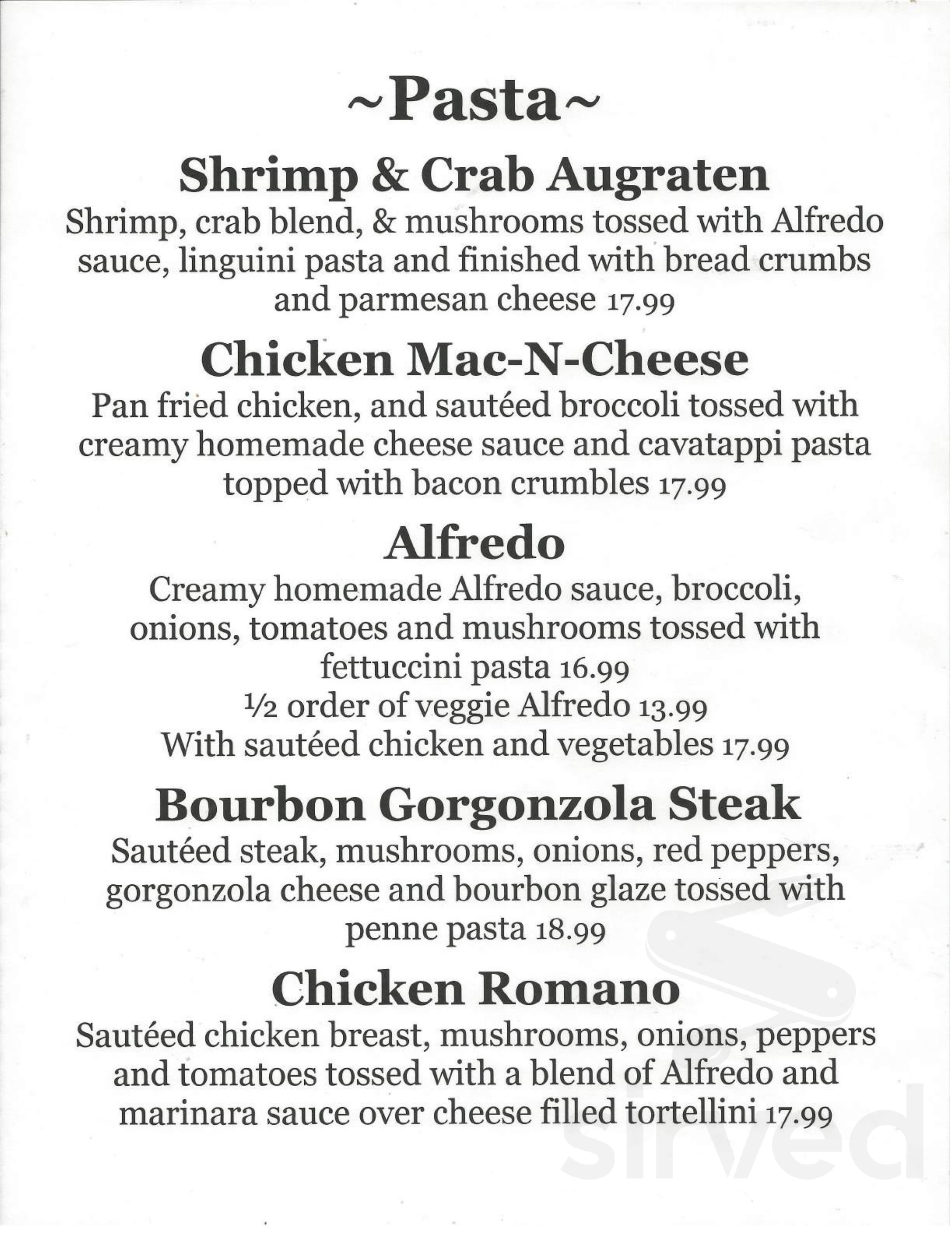 Harborside menu in Manitowoc, Wisconsin, USA