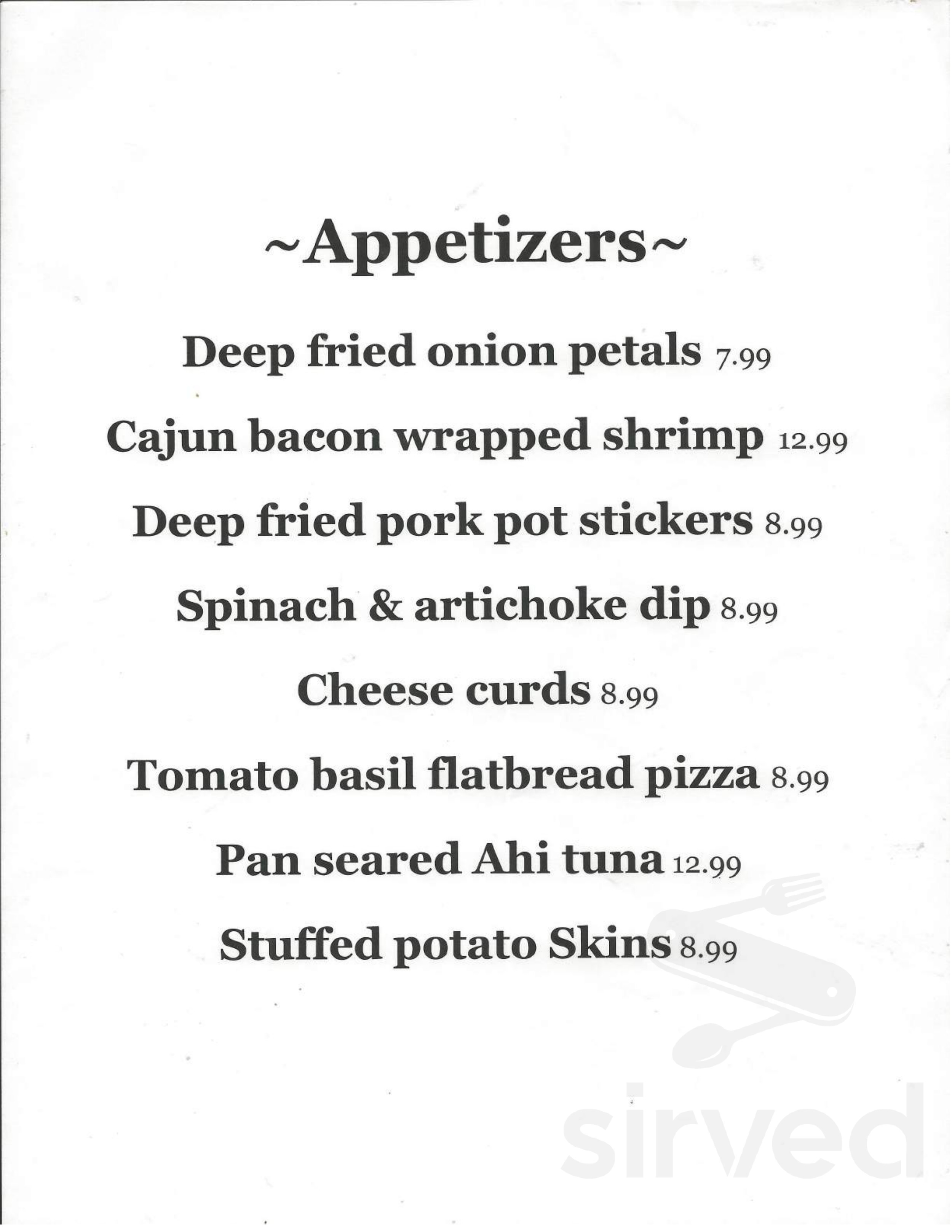 Harborside menu in Manitowoc, Wisconsin, USA