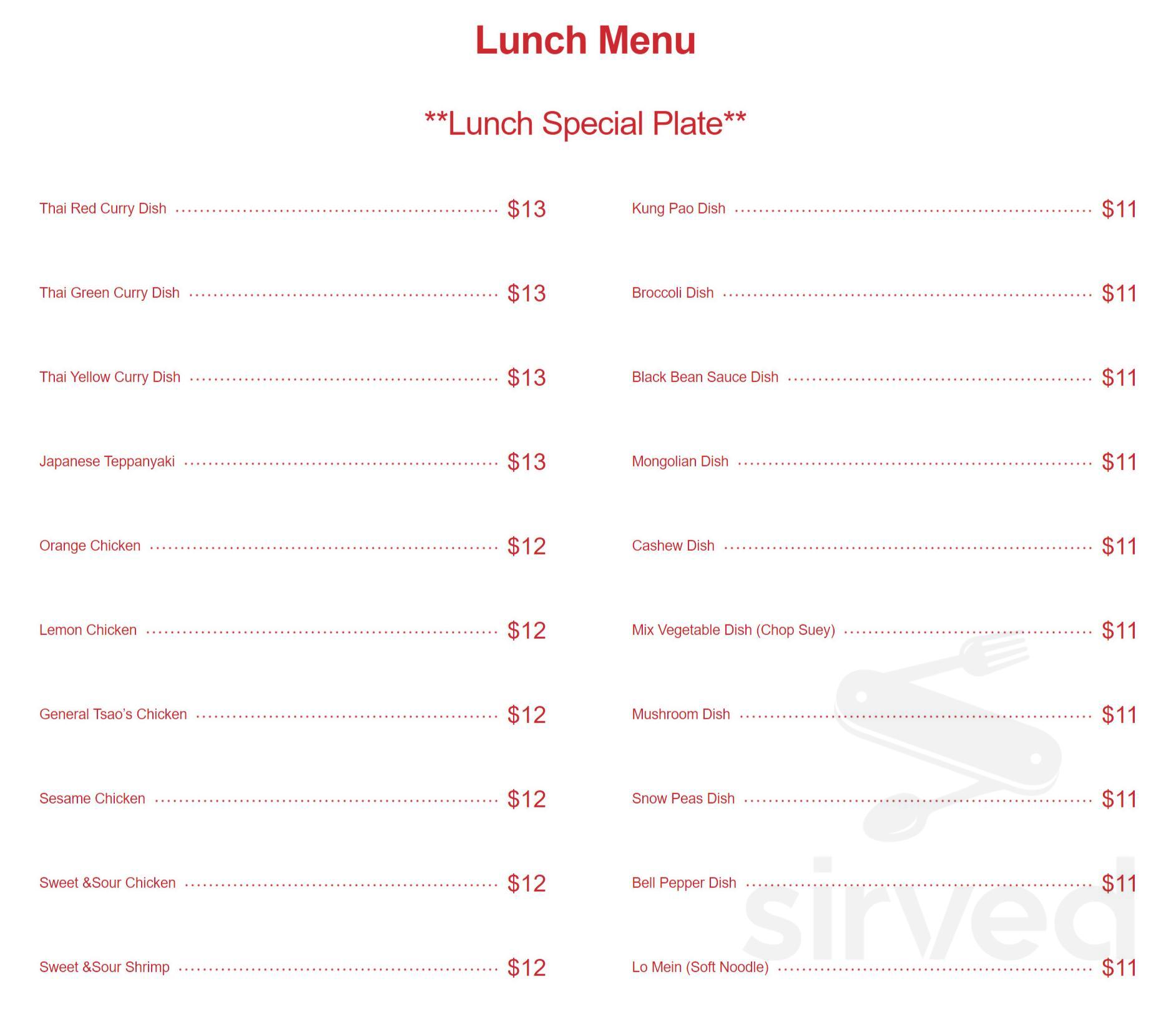 Grain River Asian Bistro menu in Tucson, Arizona, USA