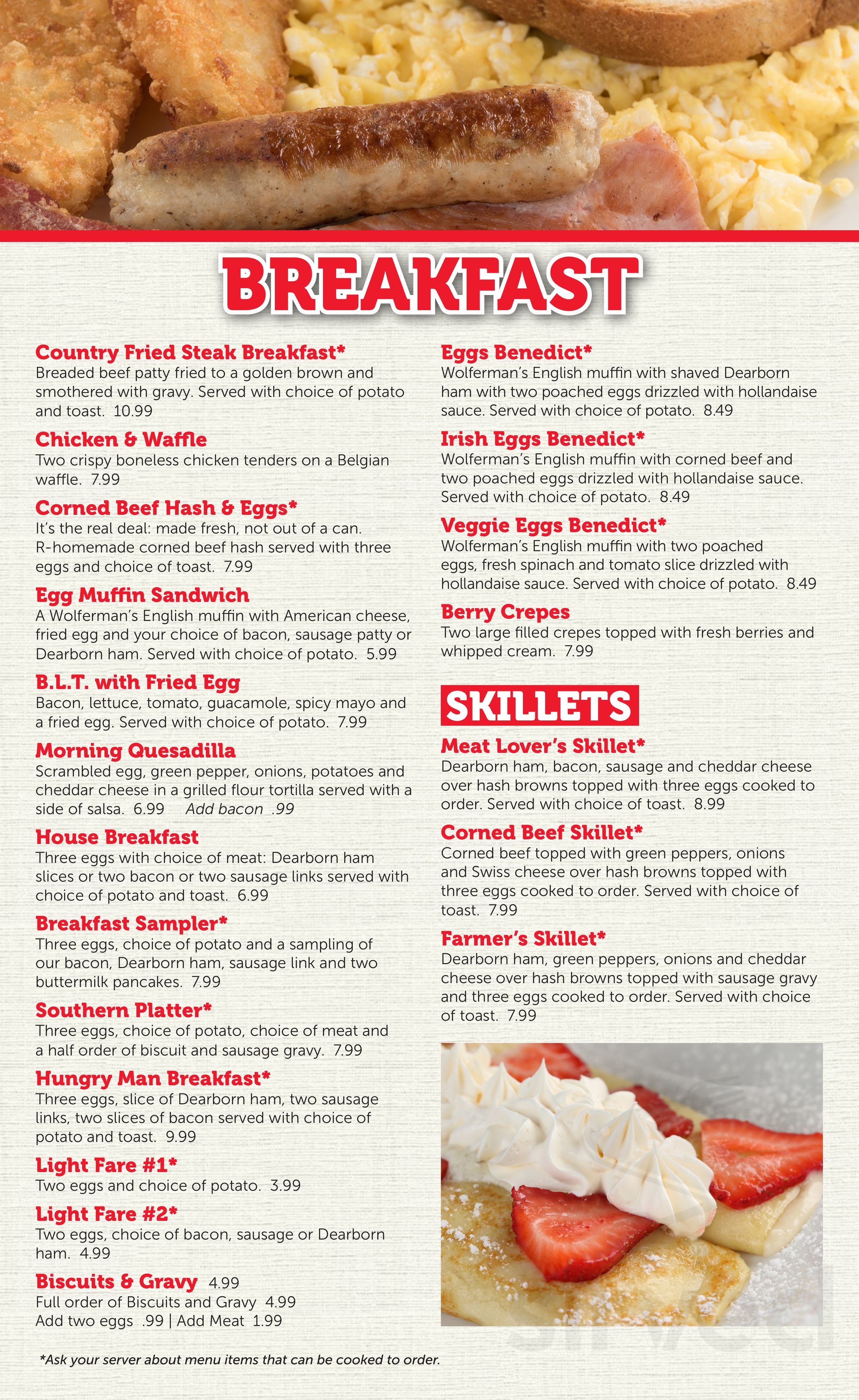 R Diner menu in Monroe, Michigan, USA