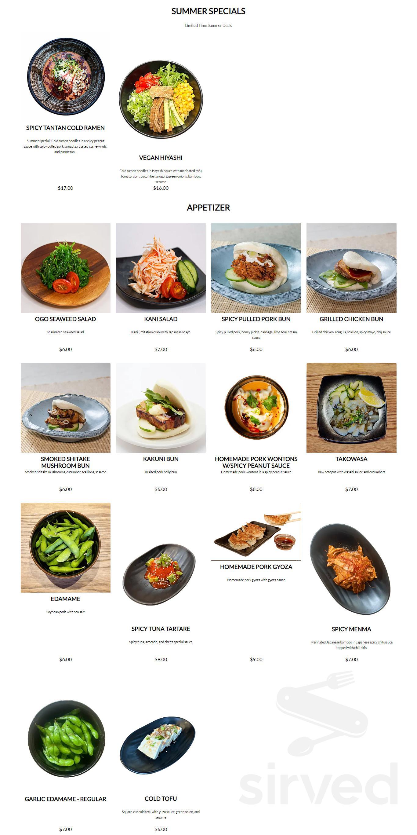 Kuu Ramen menu in New York, New York, USA