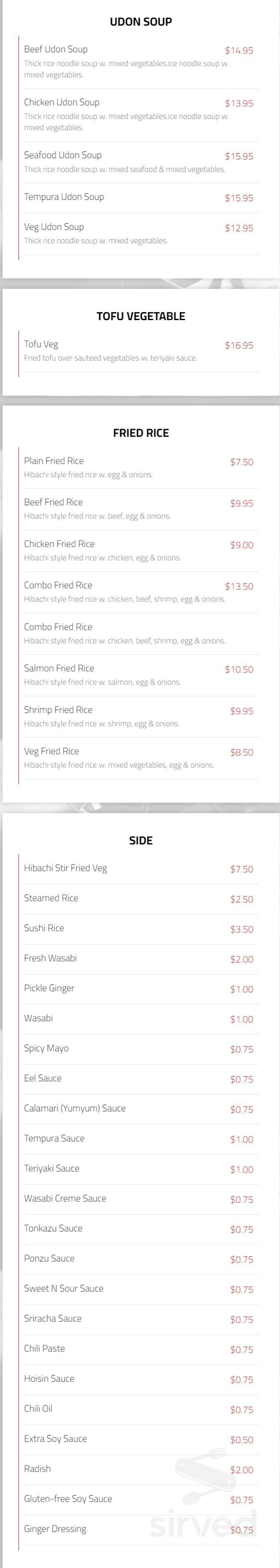 Geisha Sushi Bistro menu in New Orleans, Louisiana, USA