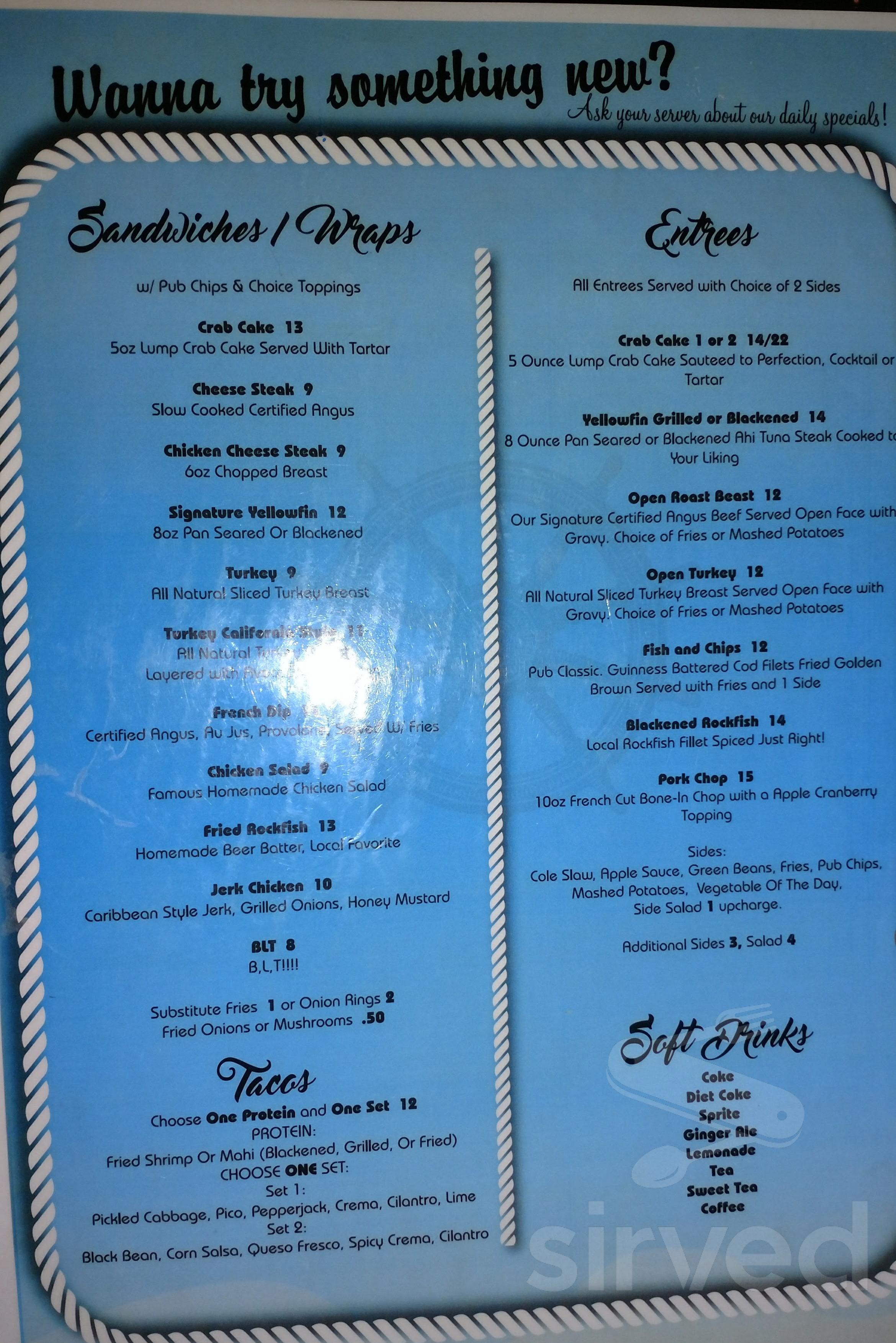Yellowfin's Bar & Grill menus in Selbyville, Delaware, United States