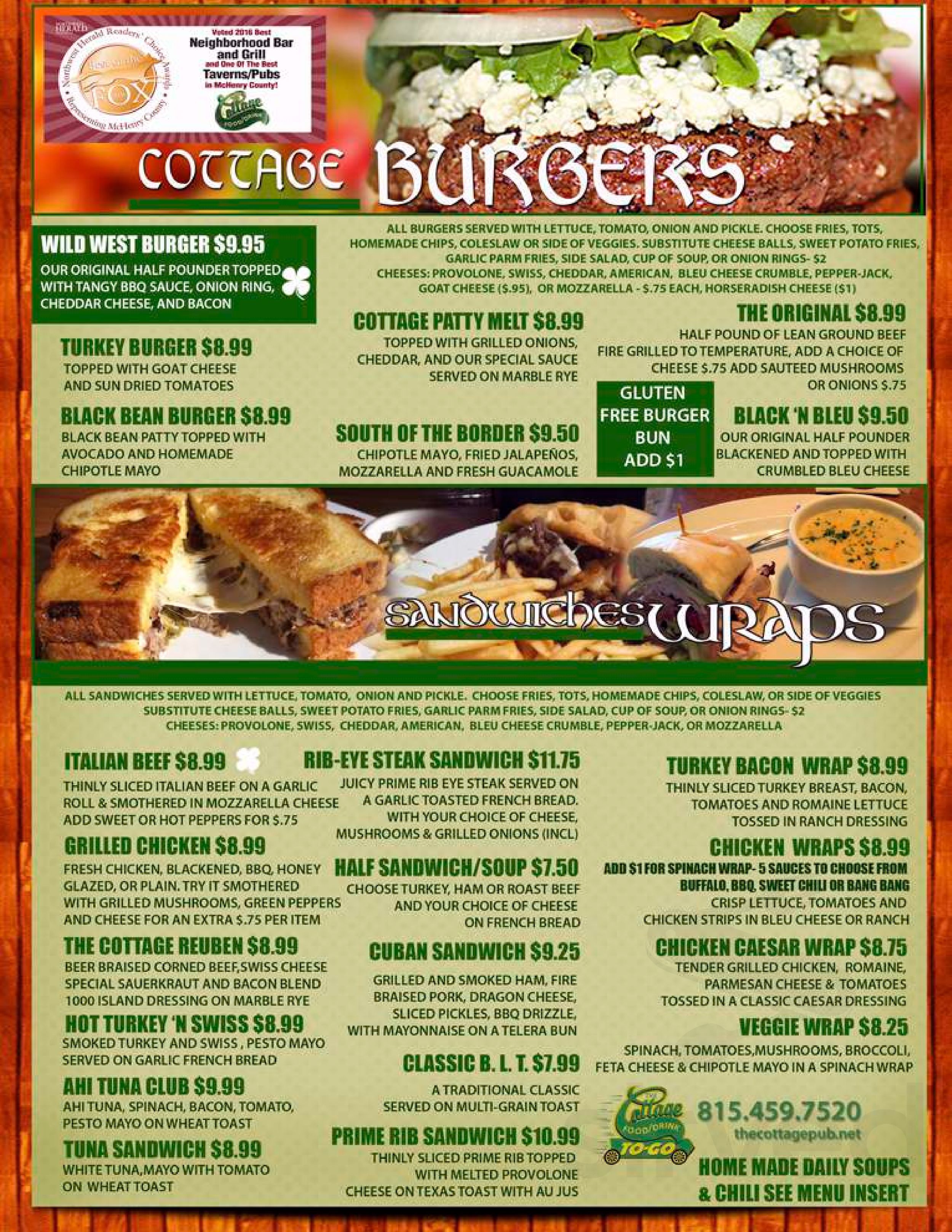 The Cottage menu in Crystal Lake, Illinois, USA