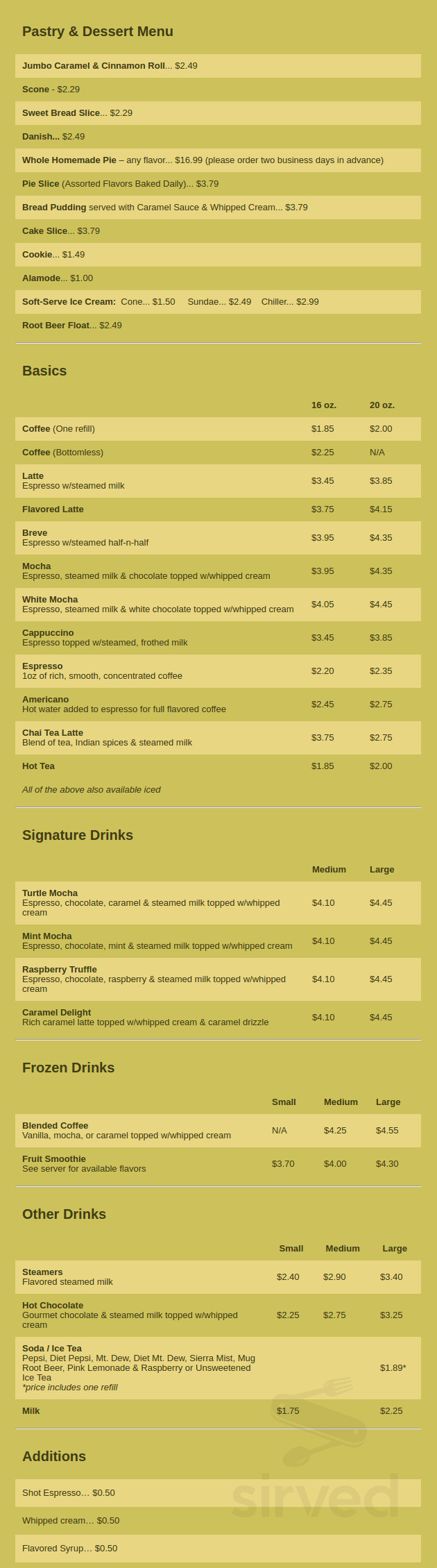 County Seat Coffeehouse menus in Mantorville, Minnesota, United States