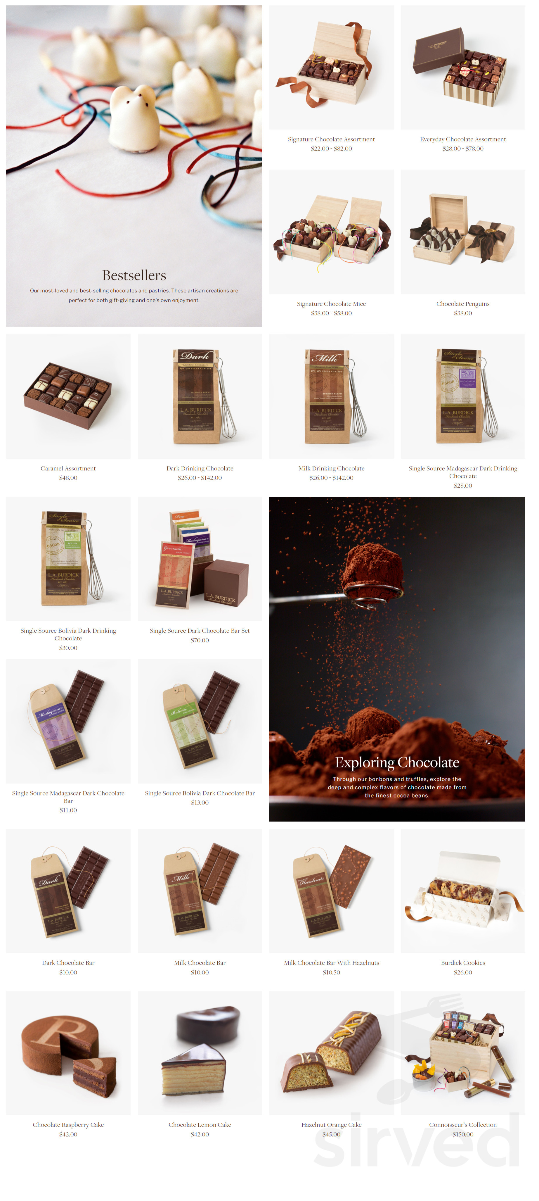 Menu for L.A. Burdick Handmade Chocolates in 1319 Wisconsin Ave NW ...