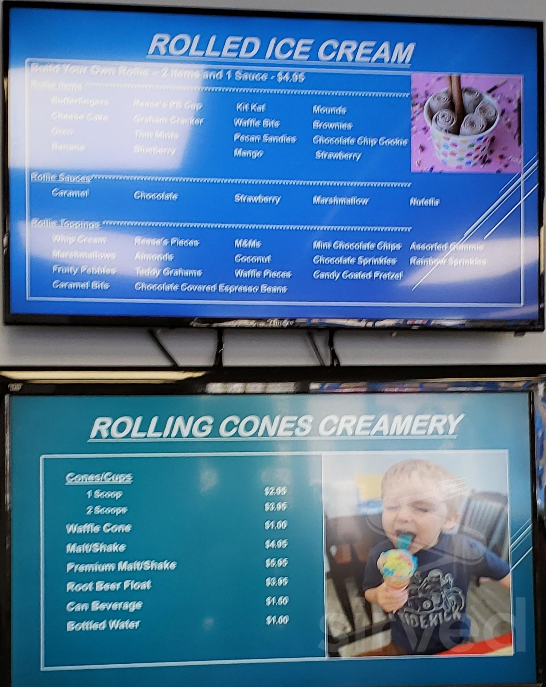 Rolling Cones Creamery menu in Cumberland, Wisconsin, USA