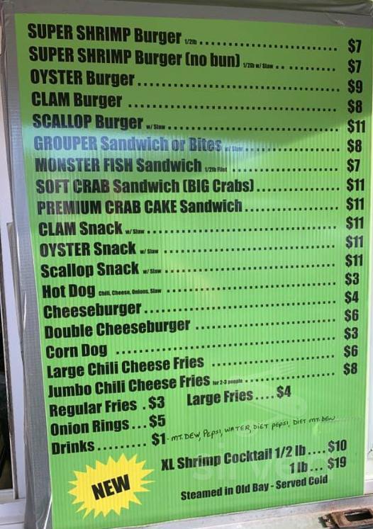 Captains Kitchen Food Truck menu in Indian Beach, North Carolina, USA