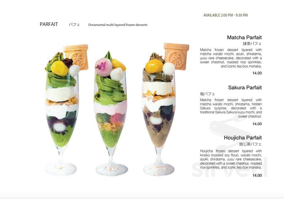 Tsujiri menus in Burnaby, British Columbia, Canada