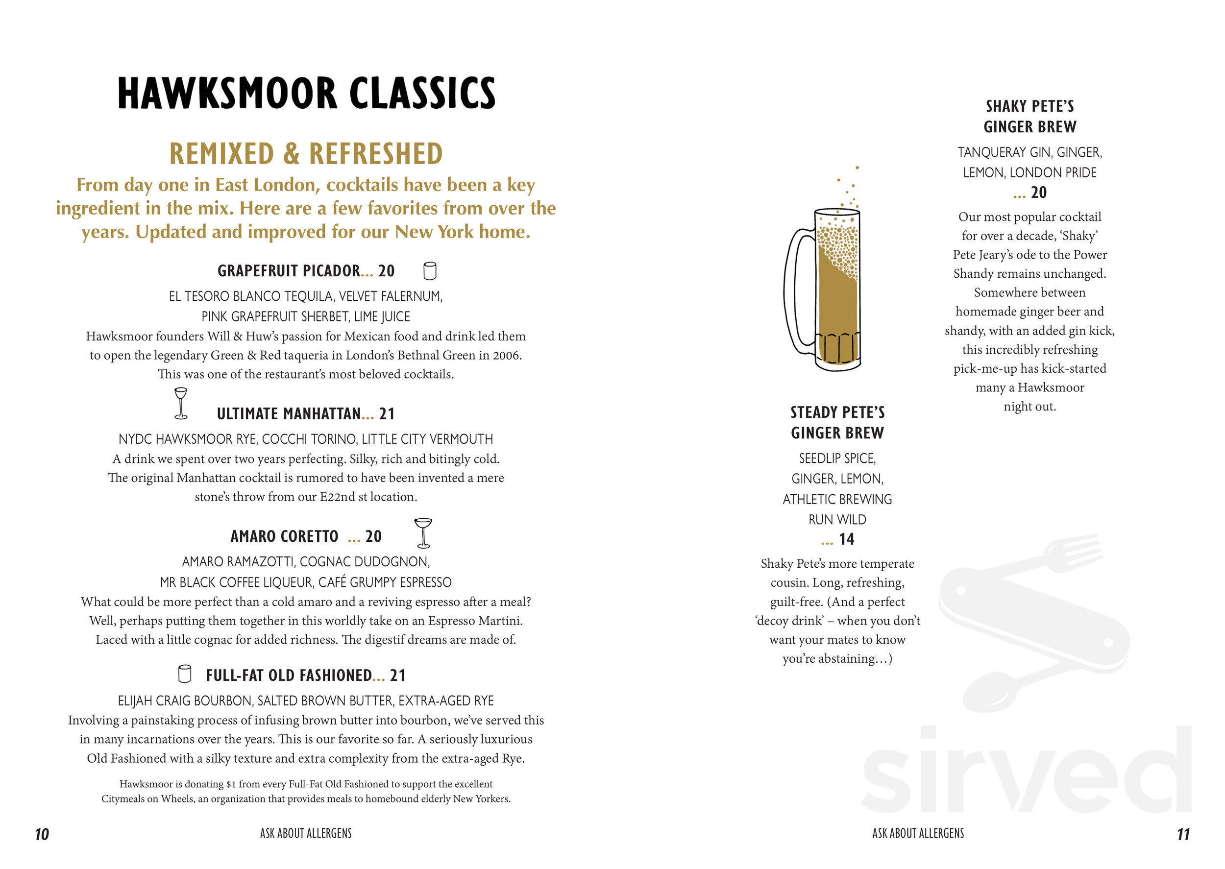 Hawksmoor NYC menu in New York, New York, USA