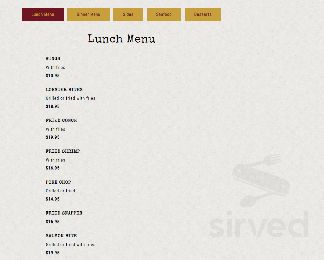 Tippy's Restaurant menus in Miami, Florida, United States