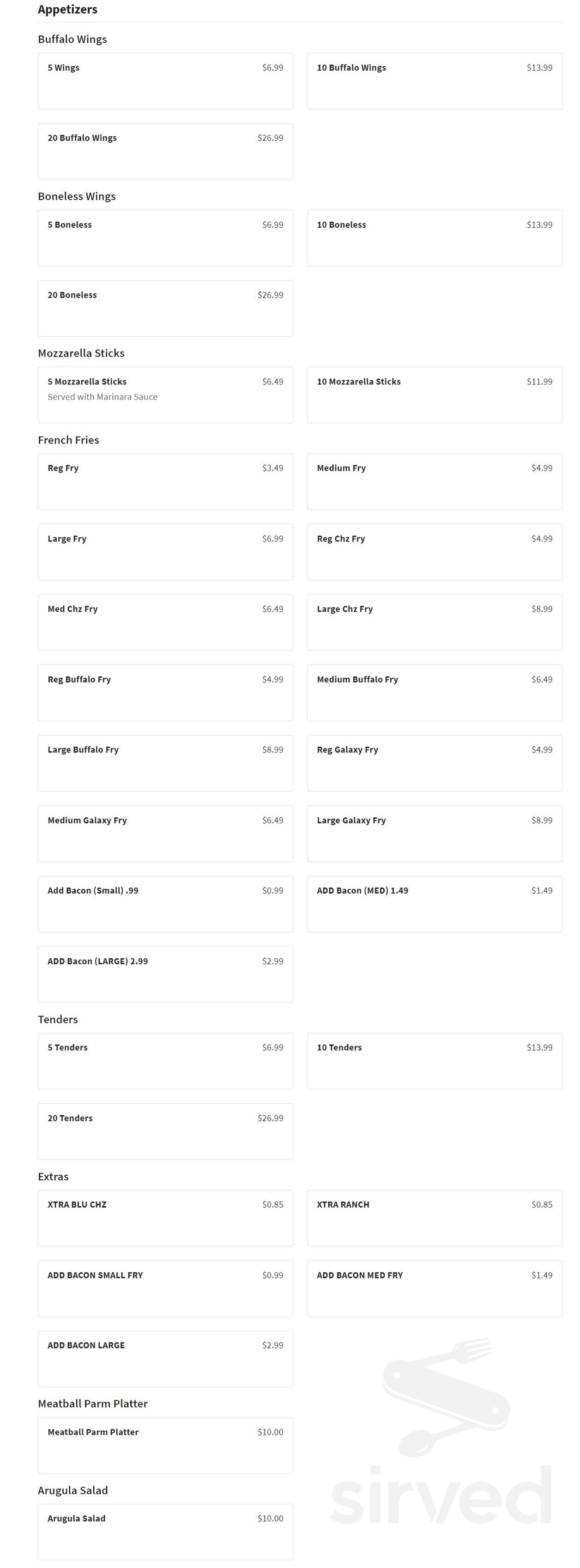 Saturn Pizza menu in Brick Township, New Jersey, USA