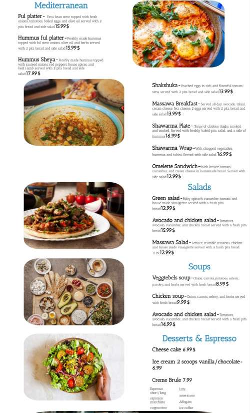 massawa restaurant menu in New Westminster, British Columbia, Canada