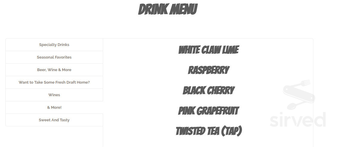 Fast Lanes menu in Columbus, Wisconsin, USA