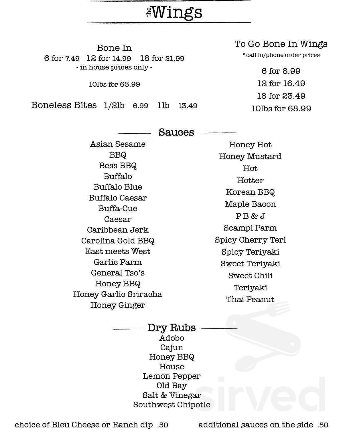 The Pub at Two Mile Corner menu in Middletown, Rhode Island, USA