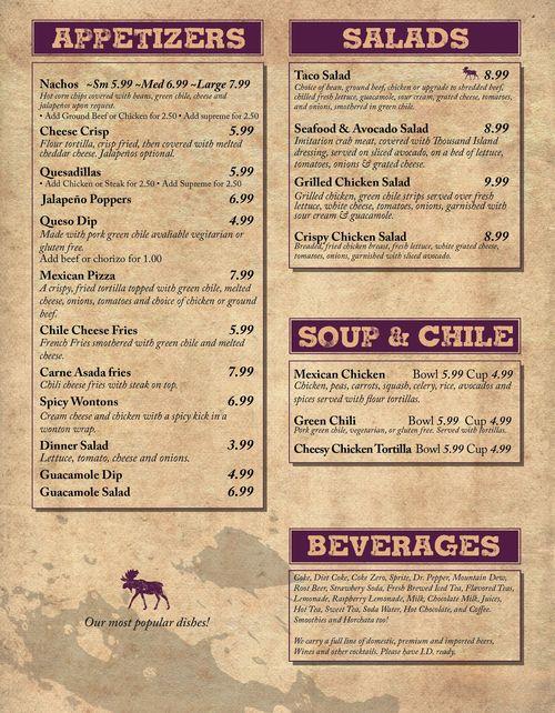 Moose Hill Cantina menu in Lakewood, Colorado, USA