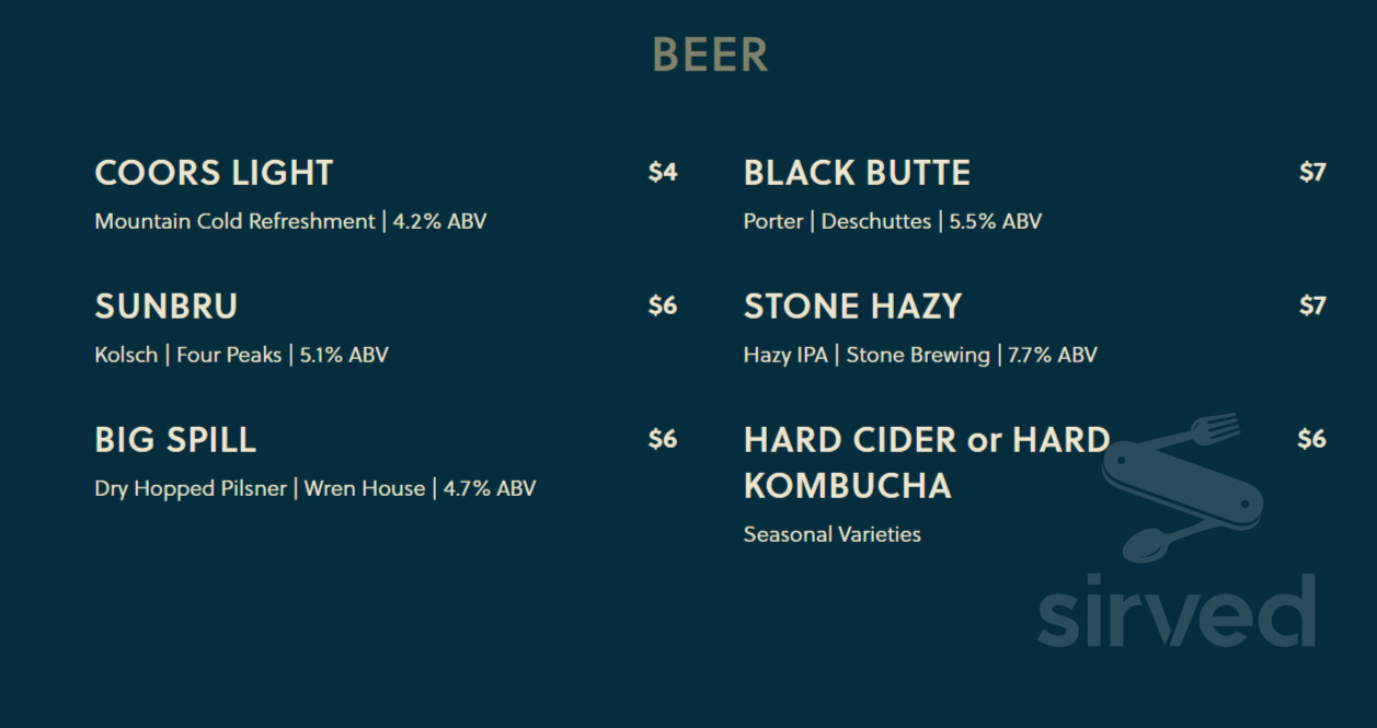 The County Seat menu in Prescott, Arizona, USA