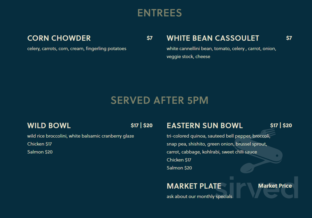 The County Seat menu in Prescott, Arizona, USA