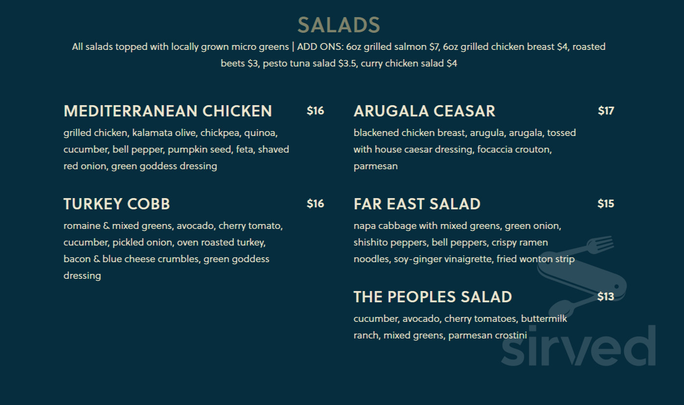 The County Seat menu in Prescott, Arizona, USA