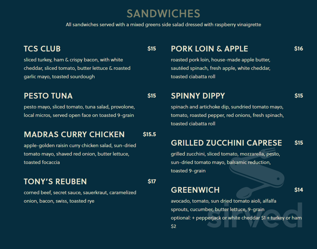 The County Seat menu in Prescott, Arizona, USA