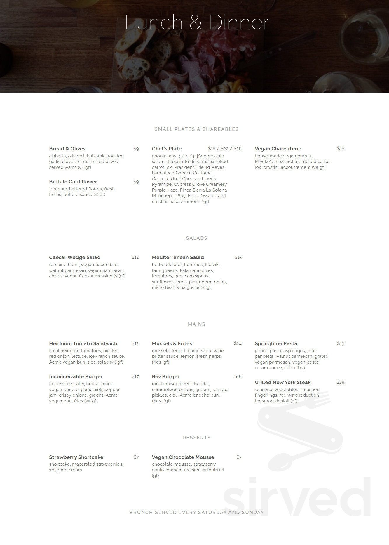 Revolution Winery & Kitchen menu in Sacramento, California, USA
