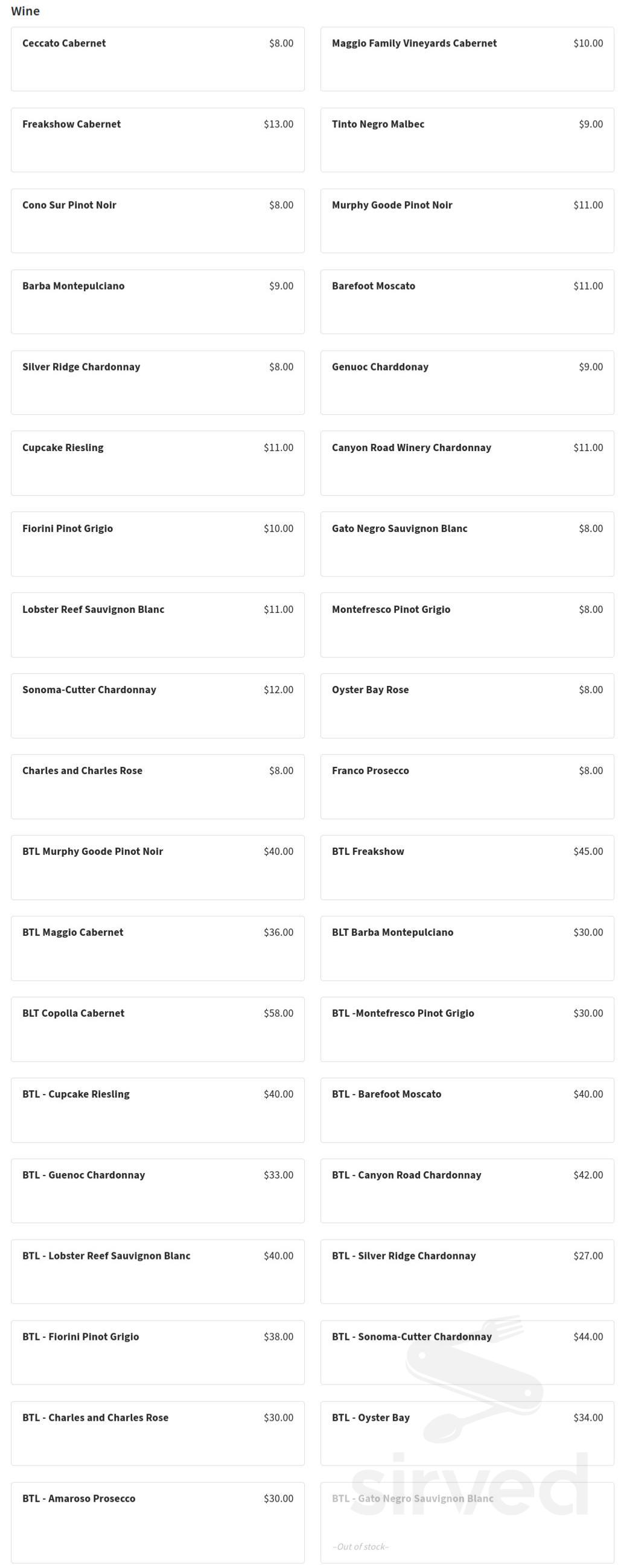 Notch 8 menu in Bethel, Connecticut, USA