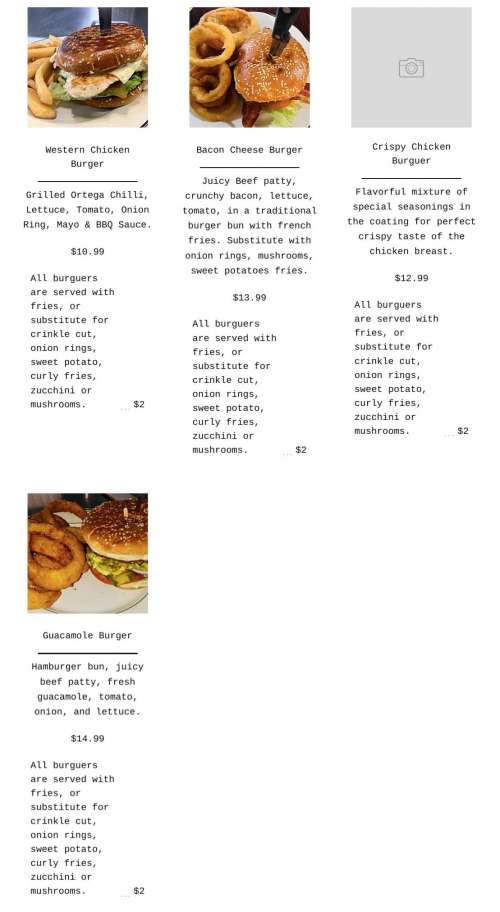 Willie's Cafe Reedley, Ca. menu in Reedley, California, USA