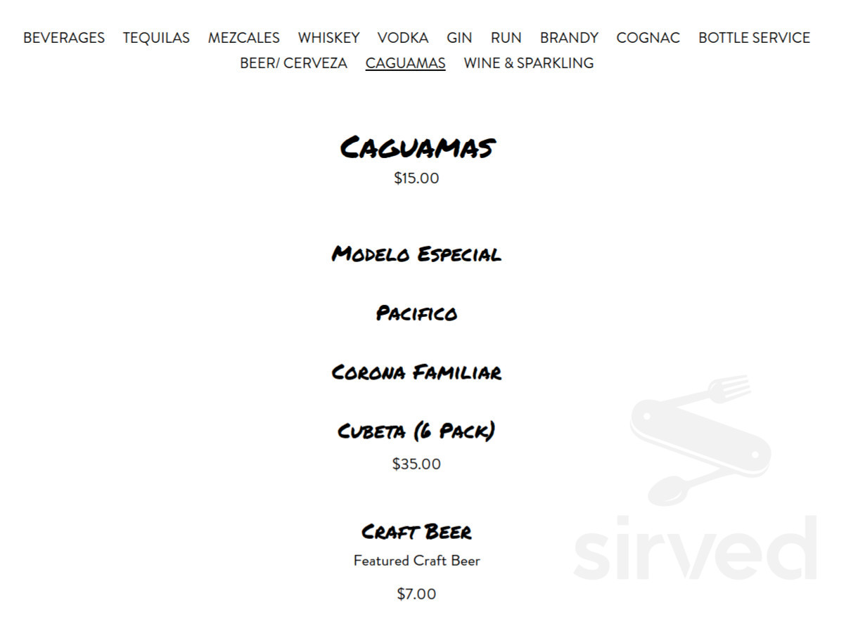 TOSTADAS menu in San Jose, California, USA