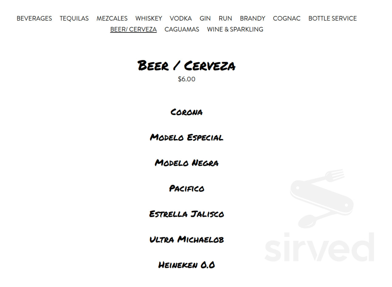 TOSTADAS menu in San Jose, California, USA
