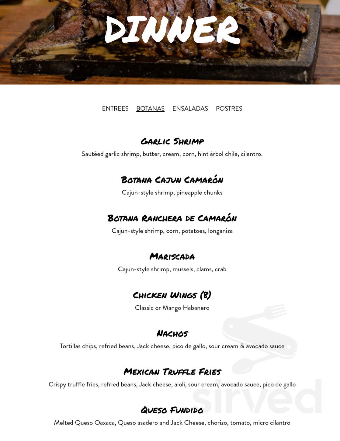 TOSTADAS menu in San Jose, California, USA