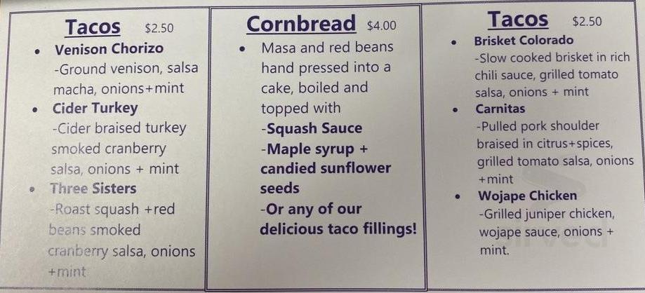 Tomahawks menus in Mifflinburg, Pennsylvania, United States