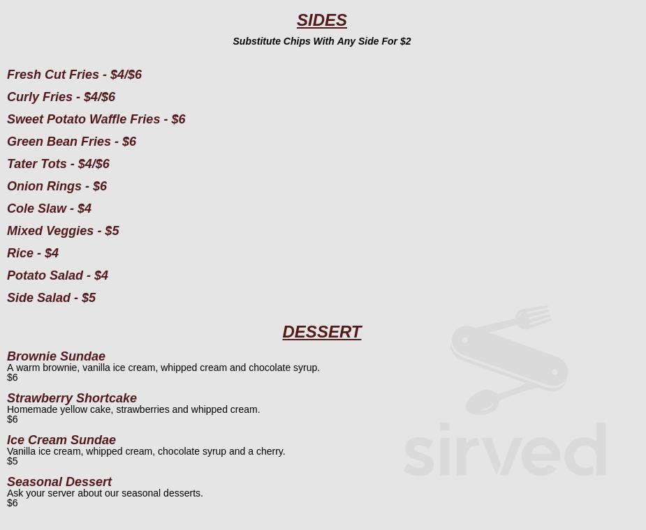 Brookhouse menu in Lanesborough, Massachusetts, USA