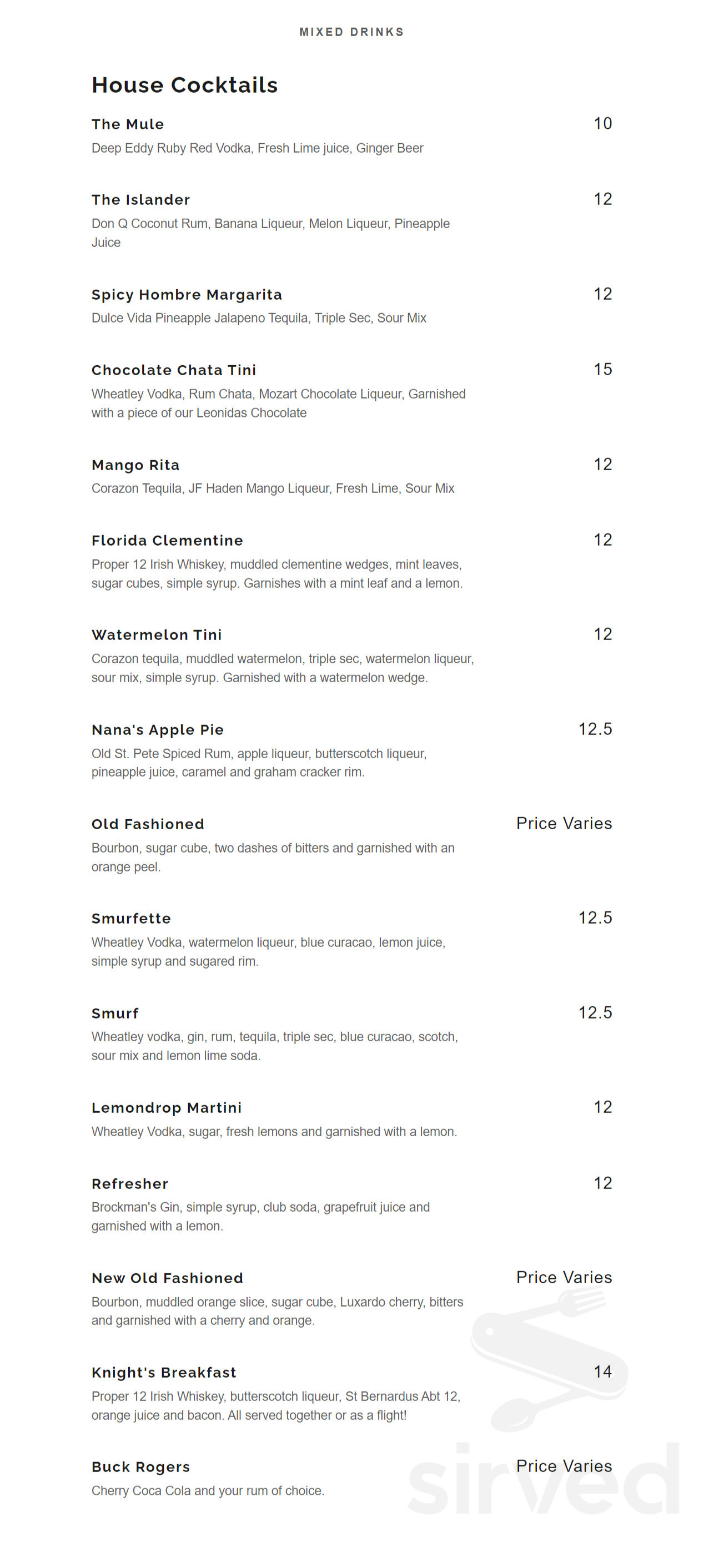 Menu for Outpost 611 Eatery & Taphouse in Clearwater, FL | Sirved