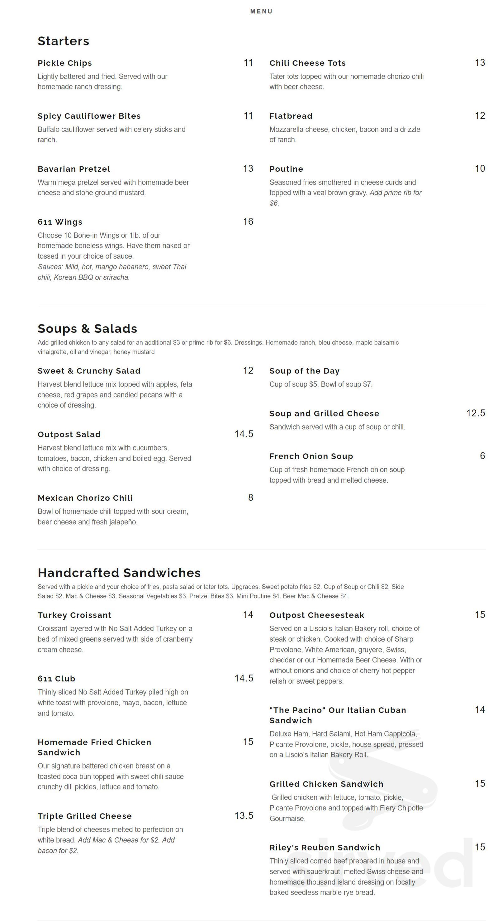 Outpost 611 Eatery & Taphouse menu in Clearwater, Florida, USA