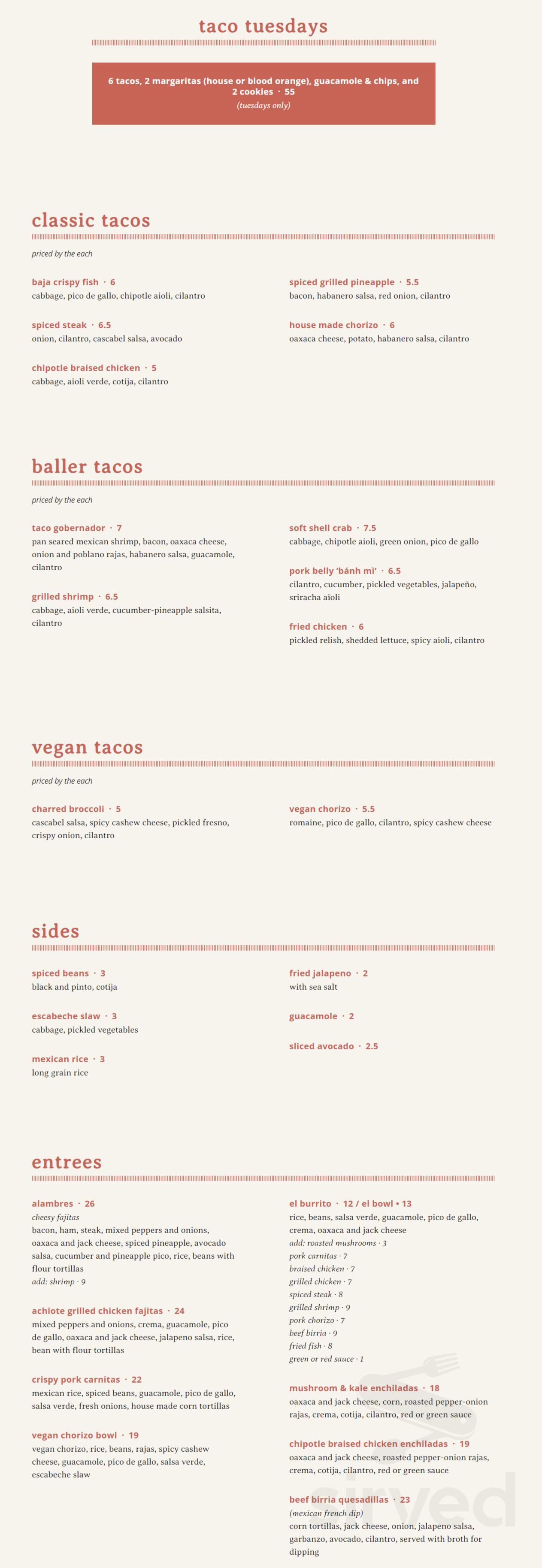 Menu - Seattle WA's Pablo y Pablo | Sirved