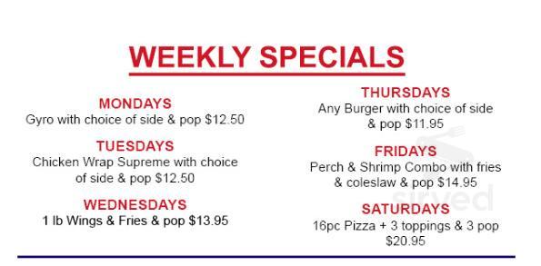 The Hungry Wolf Restaurant menu in Tecumseh, Ontario, Canada