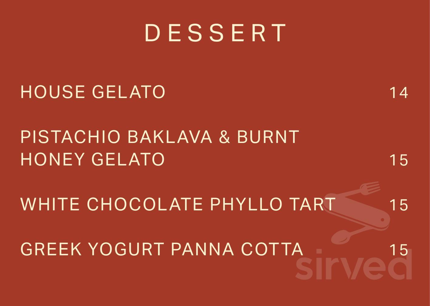 Myth menu in Toronto, Ontario, Canada