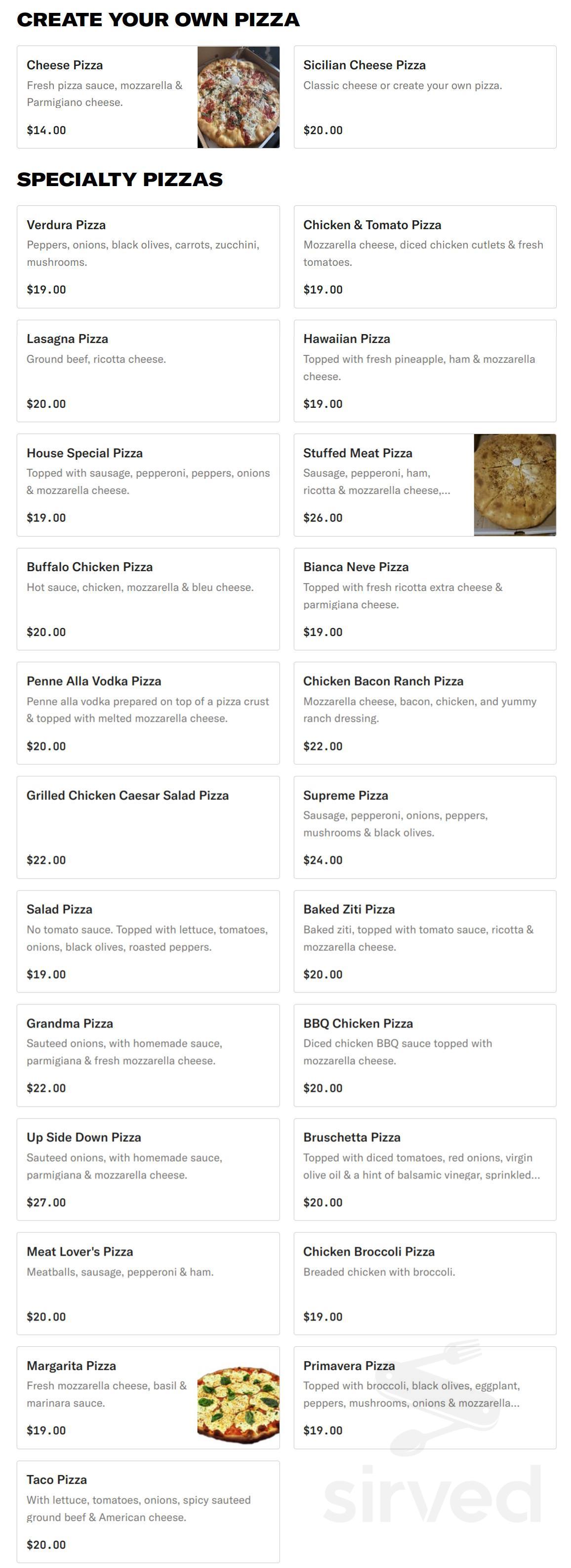 Neels Pasta and Pizza menu in Queens, New York, USA