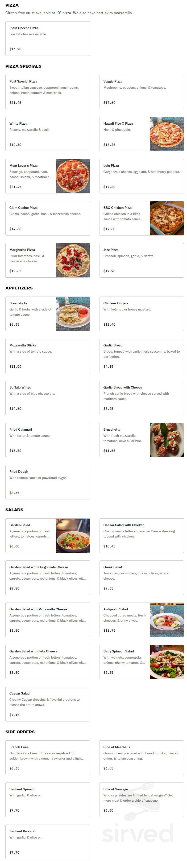 Menu - Fairfield CT's The Post | Sirved