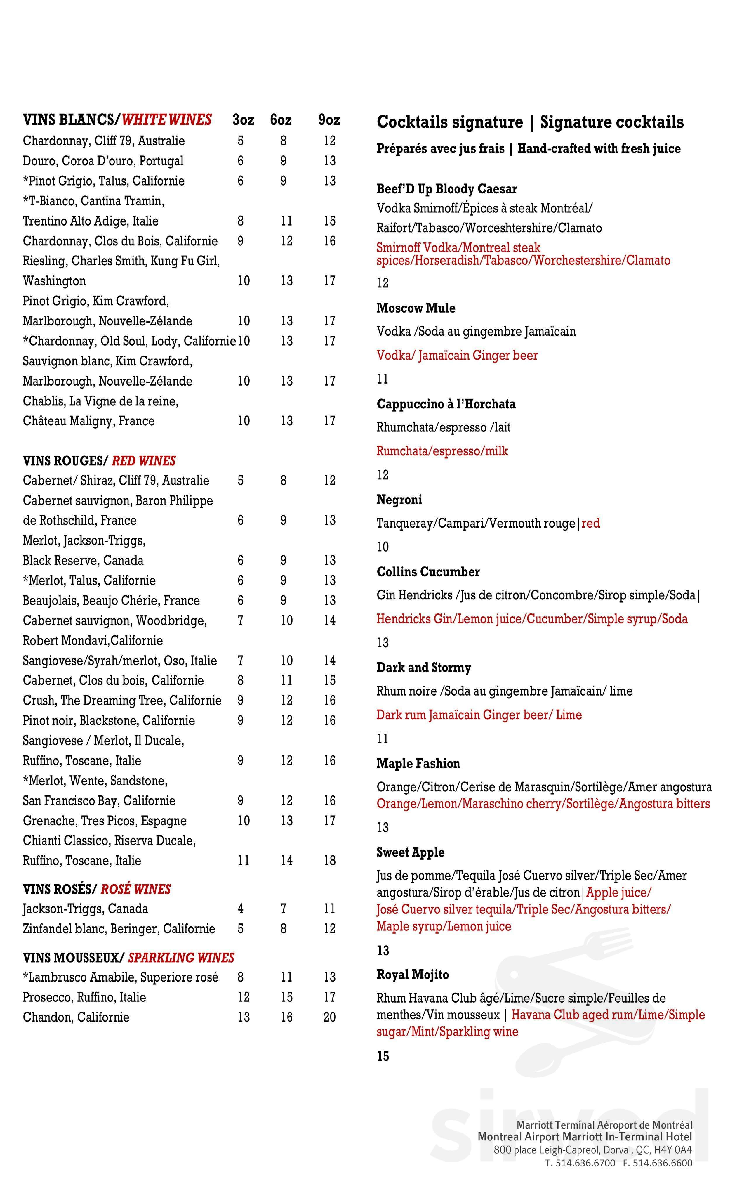 Bijou Resto Bar menu in Dorval, Quebec, Canada