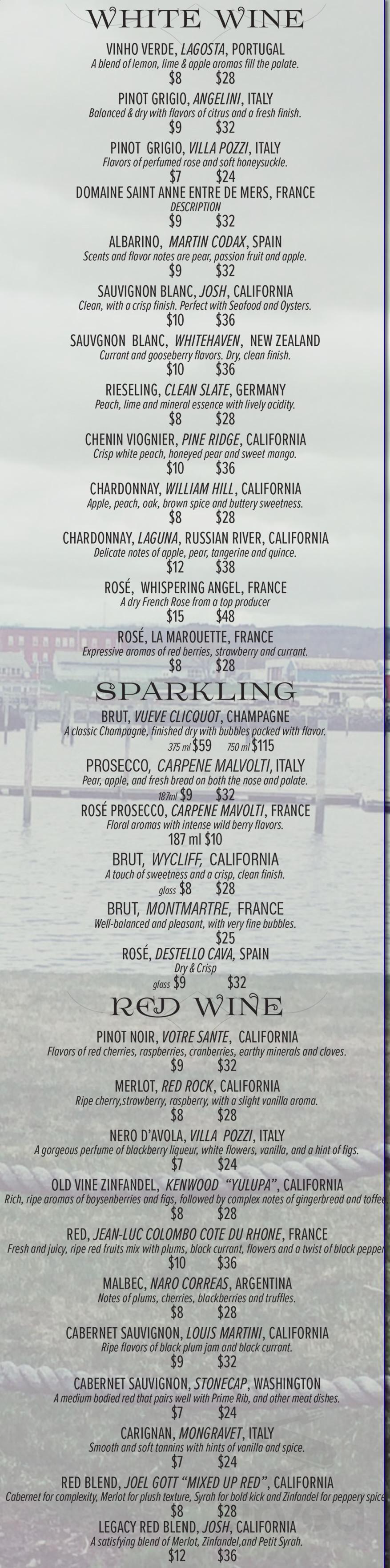 Archer's on the Pier menu in Rockland, Maine, USA