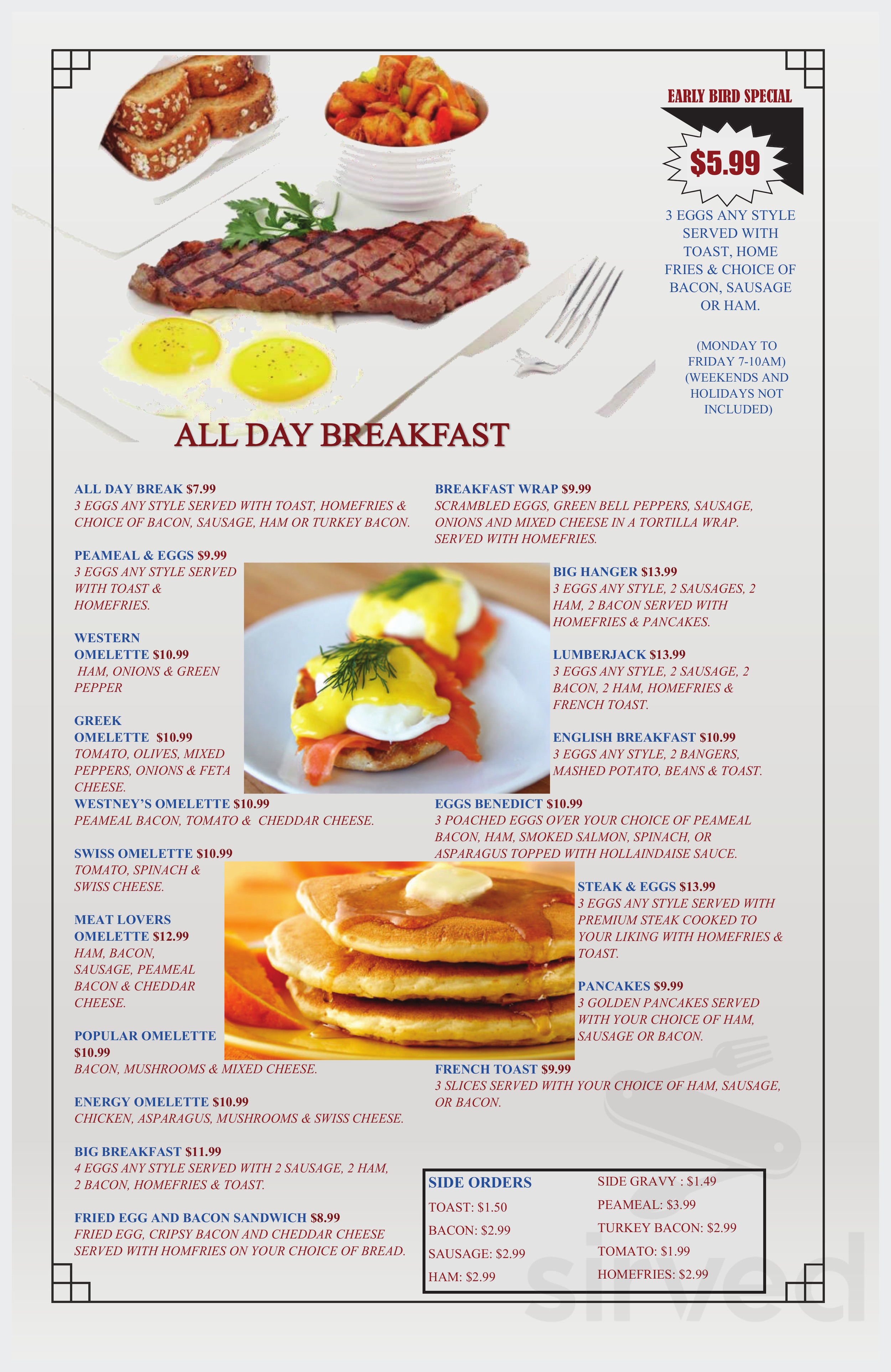 Westney Restaurant and Bar menu in Ajax, Ontario, Canada