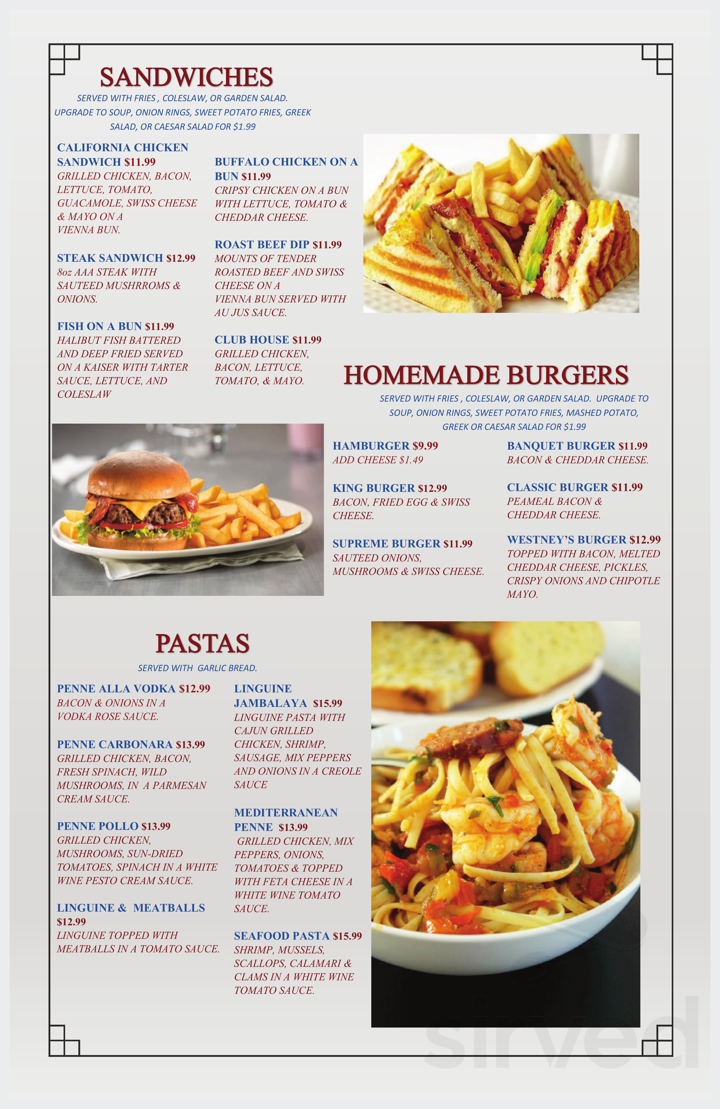 Westney Restaurant and Bar menu in Ajax, Ontario, Canada