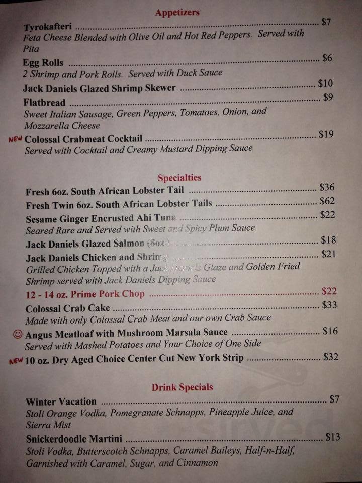 Menu for Johnny's Bar & Steakhouse in Stevens, PA | Sirved