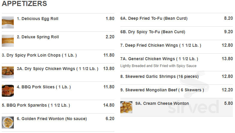 Guest Wok menus in Orangeville, Ontario, Canada